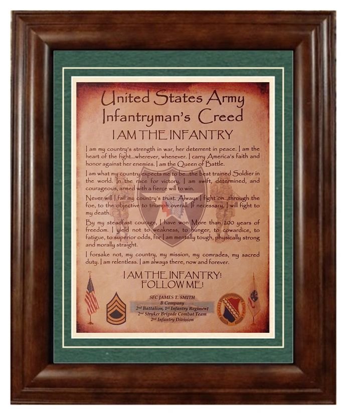 Best Us Army Infantryman S Creed Aged Parchment Framed Matted